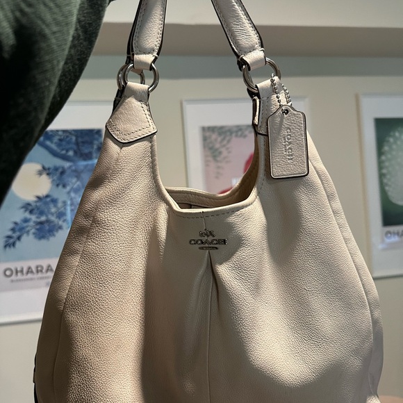 Coach | Bags | Coach Cream Leather Shoulder Bag | Poshmark